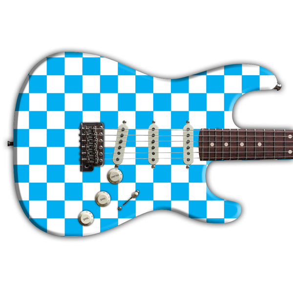 Blue And White Checker Guitar Wrap – Rockskins