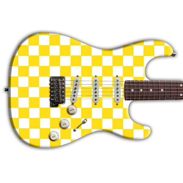 Yellow And Black Checker Guitar Wrap – Rockskins